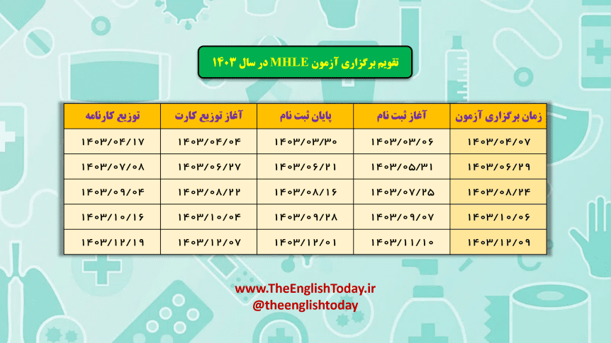 جدول زمان بندی آزمون MHLE در سال 1403